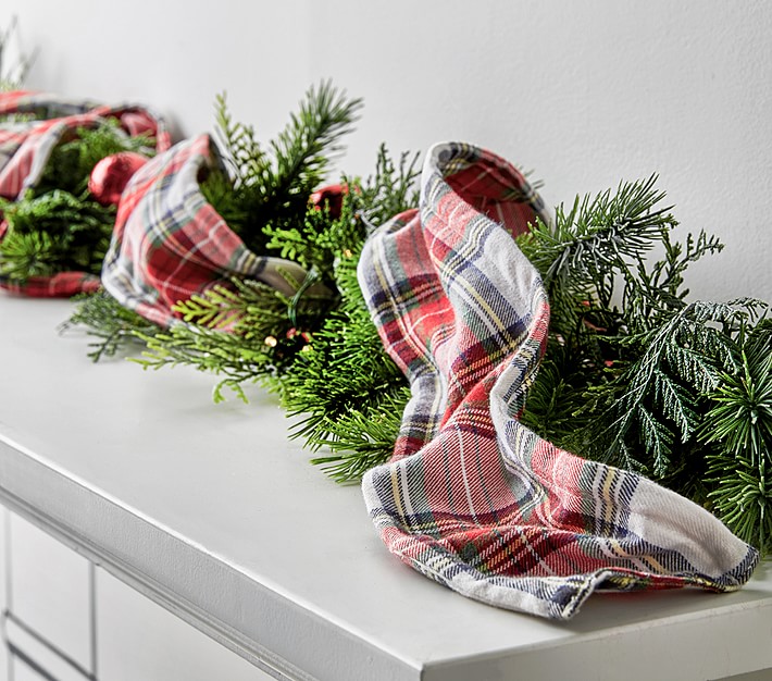 Classic Plaid Fabric Christmas Tree Christmas Garland | Pottery Barn Kids