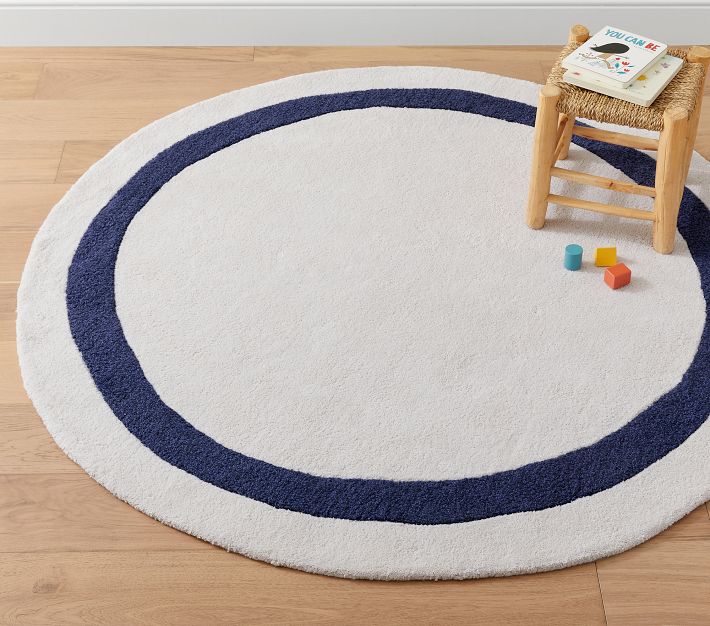 OPEN BOX: Classic Border Round Rug | Pottery Barn Kids