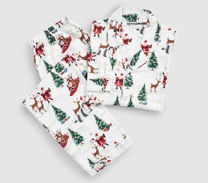 Santa Flannel Adult Christmas Pajamas | Pottery Barn Kids
