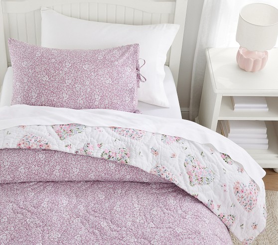 Floral Hearts Reversible Coverlet | Pottery Barn Kids