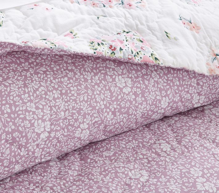 Floral Hearts Reversible Coverlet | Pottery Barn Kids