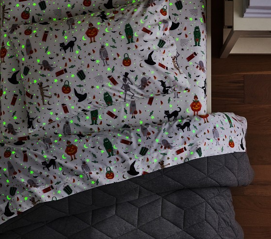 Rifle Paper Co. Halloween Glow-in-the-Dark Sheet Set | Pottery Barn Kids
