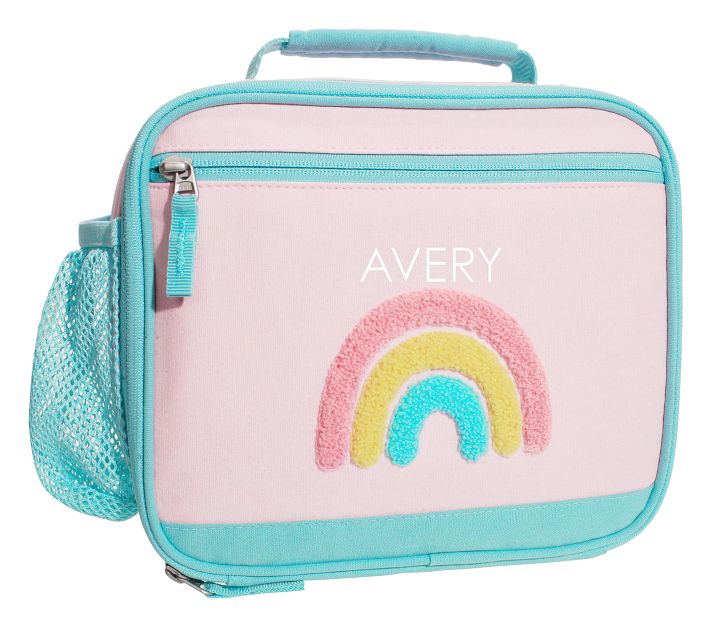 Mackenzie Pink Rainbows Chenille Lunch Boxes | Pottery Barn Kids