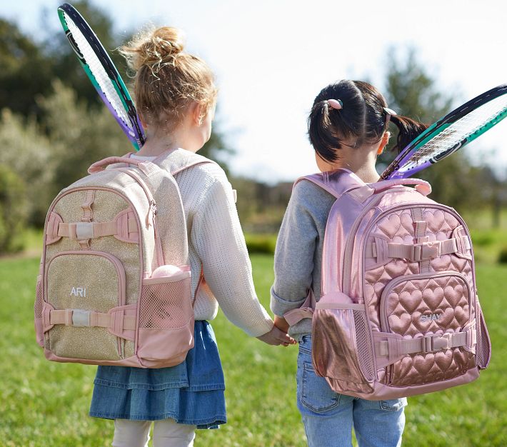 Mackenzie Pink Metallic Hearts Backpacks | Pottery Barn Kids