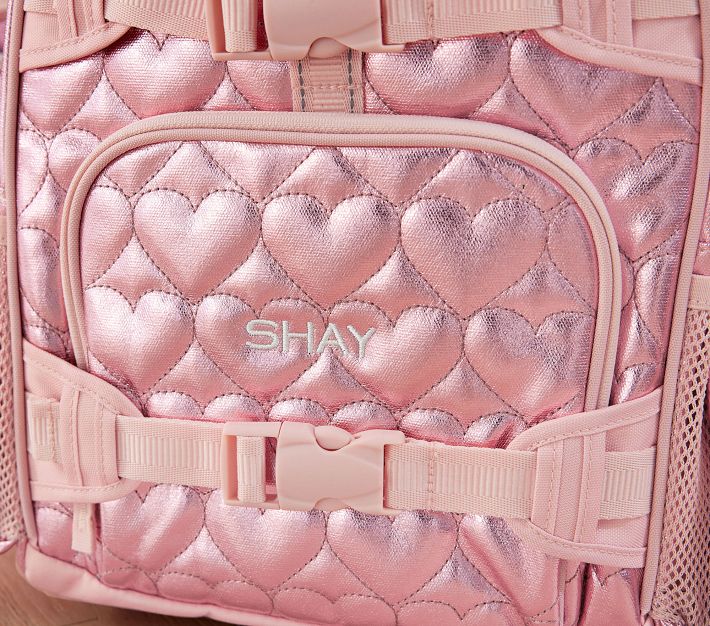 Mackenzie Pink Metallic Hearts Backpacks | Pottery Barn Kids