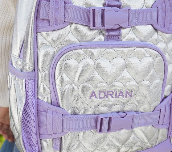 Mackenzie Silver Metallic Hearts Backpacks | Pottery Barn Kids