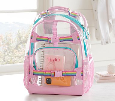 Mackenzie Clear With Pink Trim Backpack | Pottery Barn Kids