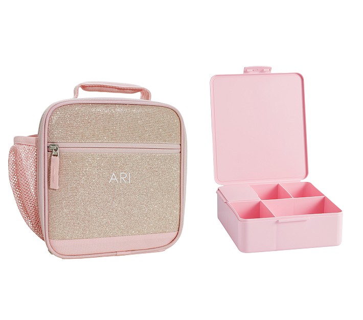 Mackenzie Blush/Gold Glitter Lunch & Bento Bundle, Set of 2 | Pottery ...