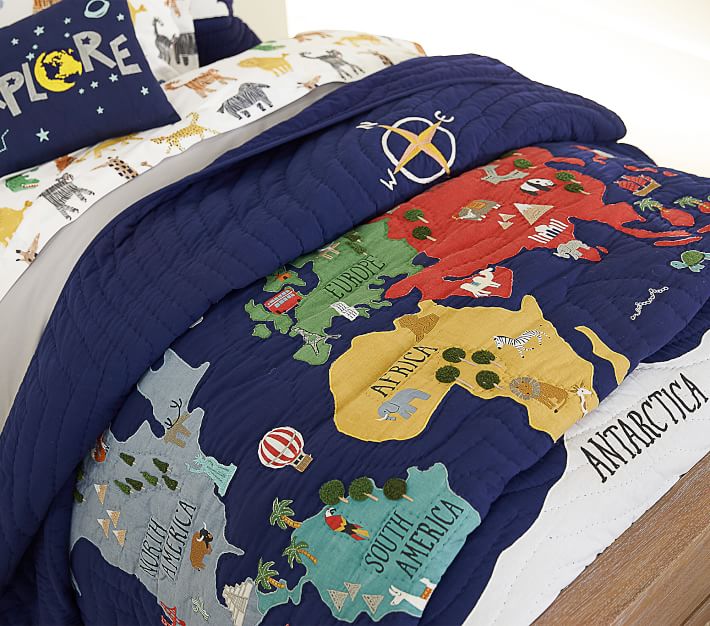 World Map Quilt & Shams | Pottery Barn Kids