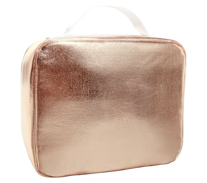 Colby Rose Gold Metallic Sherpa Cold Pack Lunch Box | Pottery Barn Kids