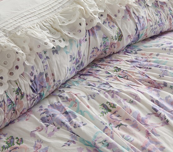 LoveShackFancy Lavender Damask Floral Comforter & Shams | Pottery Barn Kids