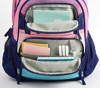 Mackenzie Red Navy Trim Solid Backpacks | Pottery Barn Kids