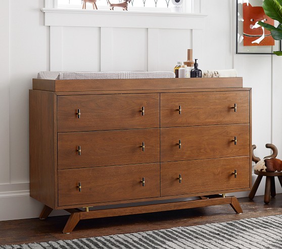 Lennox Extra Wide Modern Changing Table Dresser and Topper | Pottery ...