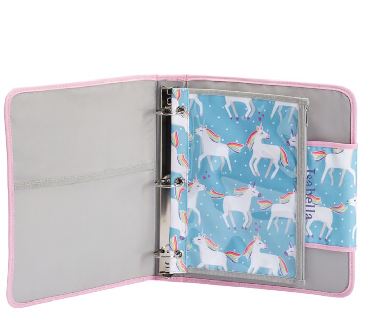 Mackenzie Aqua Unicorn Parade Homework Holder | Pottery Barn Kids