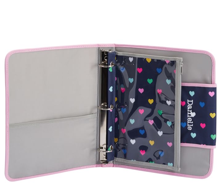 Mackenzie Navy Pink Multi Hearts Homework Holder | Pottery Barn Kids