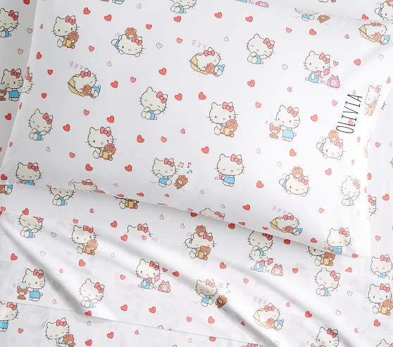 Hello Kitty® Organic Sheet Set & Pillowcases | Pottery Barn Kids