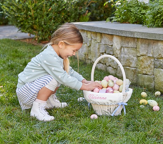 Peter Rabbit™ Bunny Script Easter Basket Liner | Pottery Barn Kids