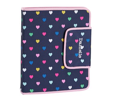 Mackenzie Navy Pink Multi Hearts Homework Holder | Pottery Barn Kids