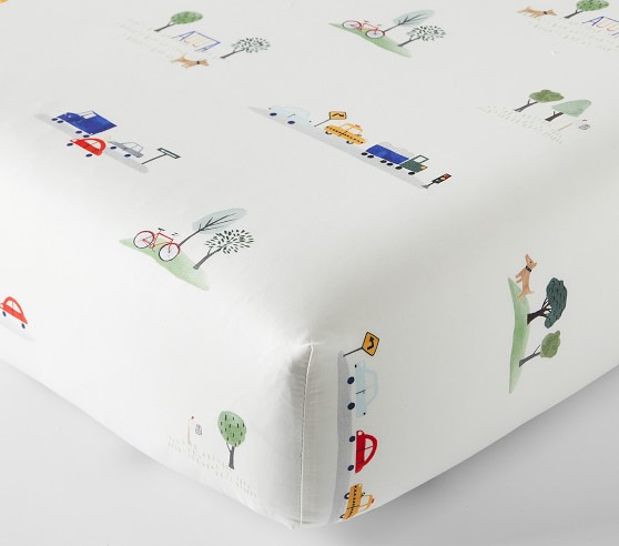 Neighborhood Organic Crib Fitted Sheet | Pottery Barn Kids