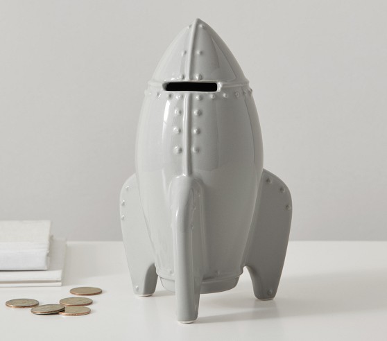 Ceramic Rocket Ship Bank | Pottery Barn Kids