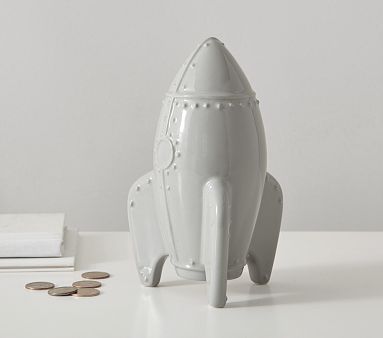 Ceramic Rocket Ship Bank | Pottery Barn Kids