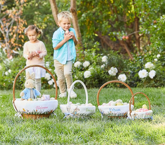 Peter Rabbit™ Bunny Script Easter Basket Liner | Pottery Barn Kids