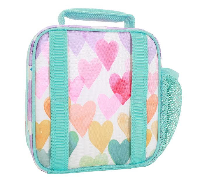 Mackenzie Aqua Rainbow Hearts Lunch Boxes | Pottery Barn Kids