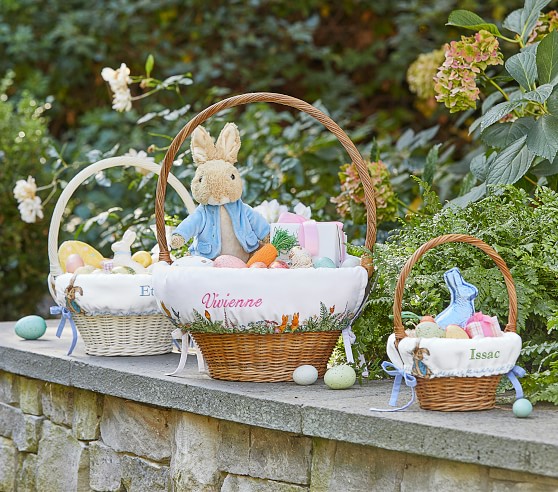 Peter Rabbit™ Bunny Script Easter Basket Liner | Pottery Barn Kids