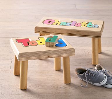 Hollow Woodworks Personalized Puzzle Step Stools | Pottery Barn Kids