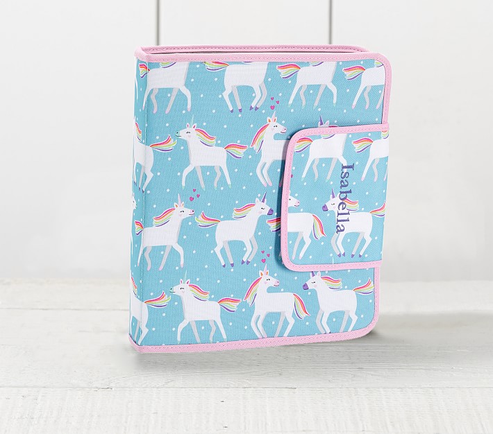 Mackenzie Aqua Unicorn Parade Homework Holder | Pottery Barn Kids