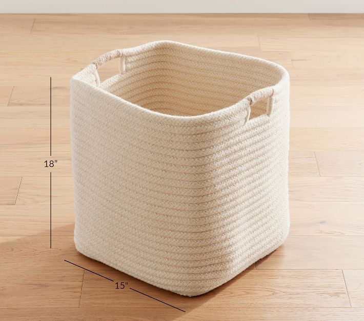Open Box: Wool Blend Square Hamper with Cutout Handles | Pottery Barn Kids