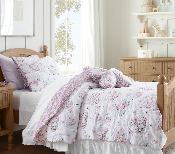 Floral Hearts Reversible Coverlet | Pottery Barn Kids