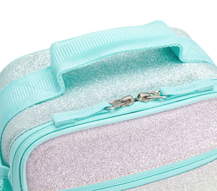 Mackenzie Aqua Sky Ombre Sparkle Glitter Lunch Boxes | Pottery Barn Kids