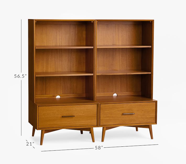 west elm x pbk Mid-Century 2 Hutch & 2 Drawer Base Wall System ...