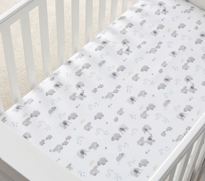 Organic Flannel Hippo Crib Sheet | Pottery Barn Kids