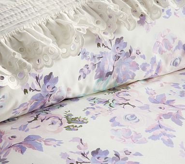LoveShackFancy Lavender Damask Ruffle Organic Duvet Cover & Shams ...