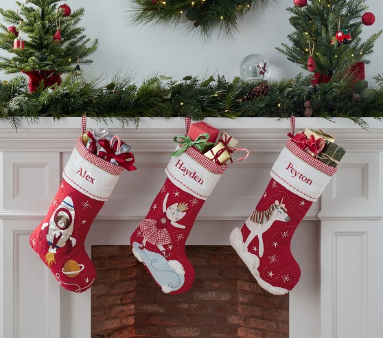 Rocket Dog Glow-in-the-Dark Quilted Christmas Stocking | Pottery Barn Kids