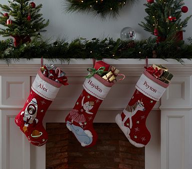 Rocket Dog Glow-in-the-Dark Quilted Christmas Stocking | Pottery Barn Kids