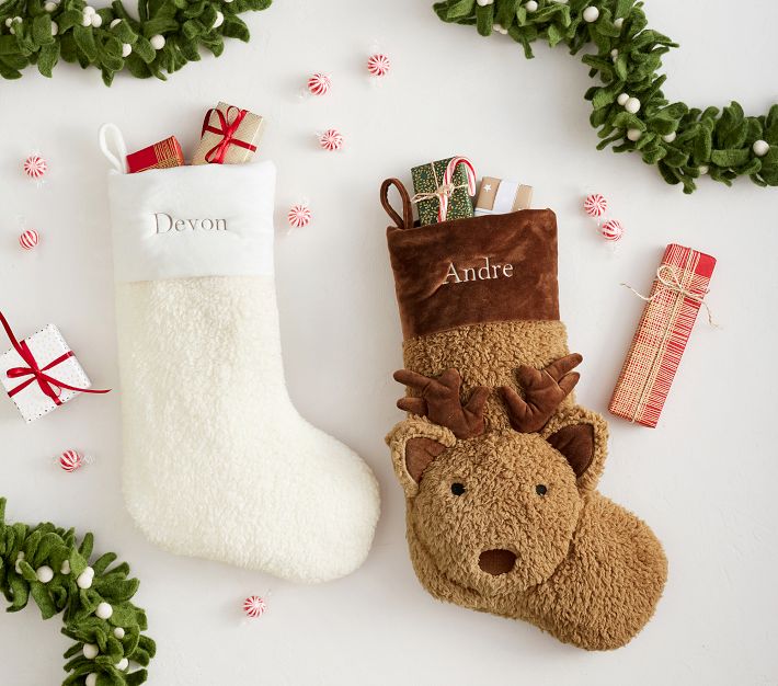 Sherpa Cozy Critter Christmas Stocking Collection | Pottery Barn Kids