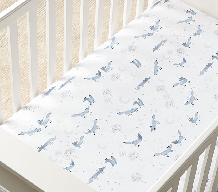Organic Flannel Forest Fox Crib Sheets | Pottery Barn Kids