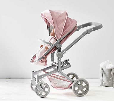 Pink Glitter Convertible 3-in-1 Baby Doll Stroller | Doll Accessories ...