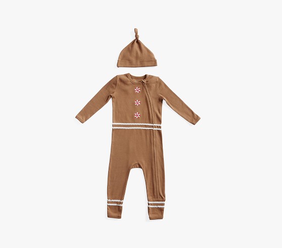 Heirloom Gingerbread Organic Nursery Pajama & Hat Set | Pottery Barn Kids