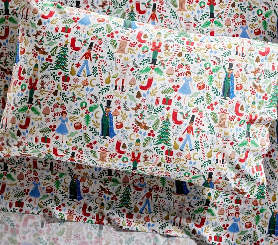 Rifle Paper Co. Nutcracker Organic Sheet Set | Pottery Barn Kids