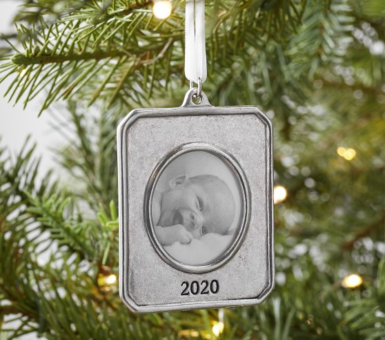 Baby's First Christmas Pewter Frame Christmas Ornaments | Pottery Barn Kids