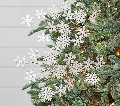 White Wood Snowflake Tree Picks, Set Of 2 | Pottery Barn Kids