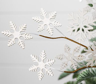 White Wood Snowflake Tree Picks, Set Of 2 | Pottery Barn Kids