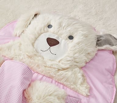 Light Pink Shaggy Head Puppy Kids Sleeping Bag | Pottery Barn Kids