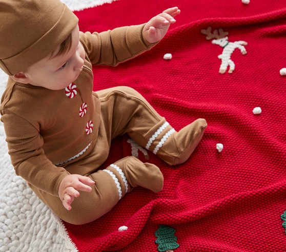 Heirloom Gingerbread Organic Nursery Pajama & Hat Set | Pottery Barn Kids