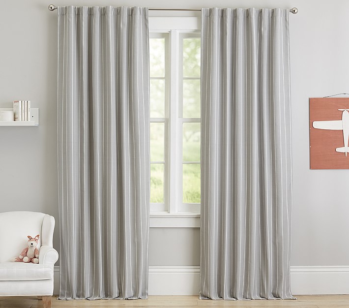 Girls Chain Stitch Stripe Kids Blackout Curtain | Pottery Barn Kids