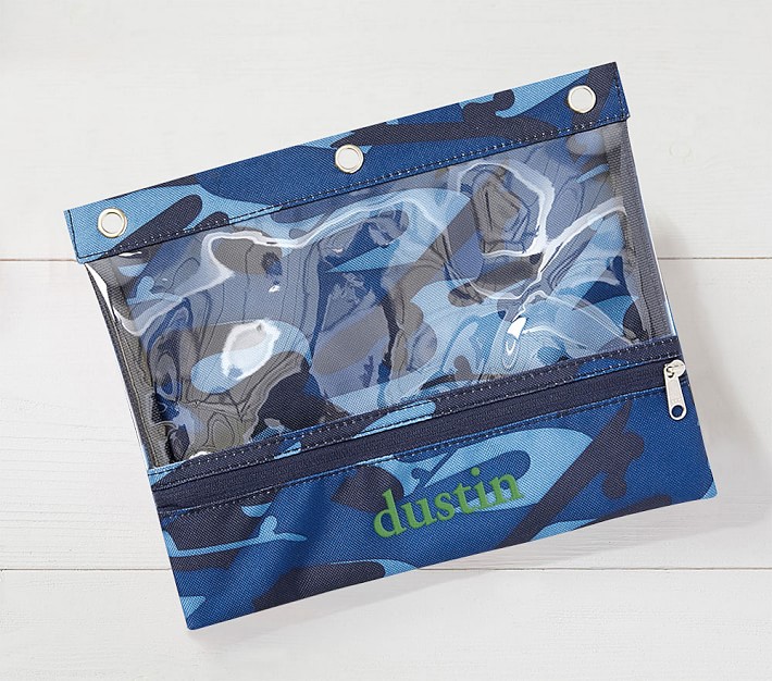 Mackenzie Blue Skateboard Camo Binder Kids Pencil Case | Pottery Barn Kids